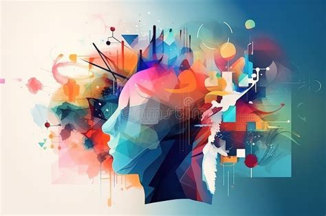 Illustration Of Explosion Of Colours In Human Head Generative Ai Stock