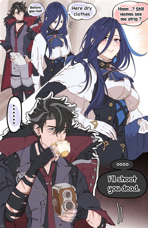 Wriothesley And Clorinde Genshin Impact Drawn By Rchella Danbooru