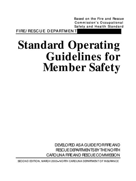 Nc Standard Operating Guidelines For Member Safety Form Fill Online Printable Fillable