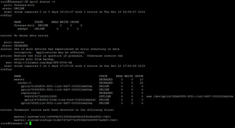 Zpool State Degraded Permanent Errros Have Been Detected Truenas