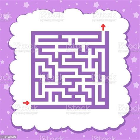 색상 사각형 미로 아이들을위한 게임 아이들을위한 퍼즐 입구 1개 출구 1개 미로 수수께끼 요정 배경에 격리 된 플랫 벡터 그림입니다 미로찾기에 대한 스톡 벡터 아트 및 기타