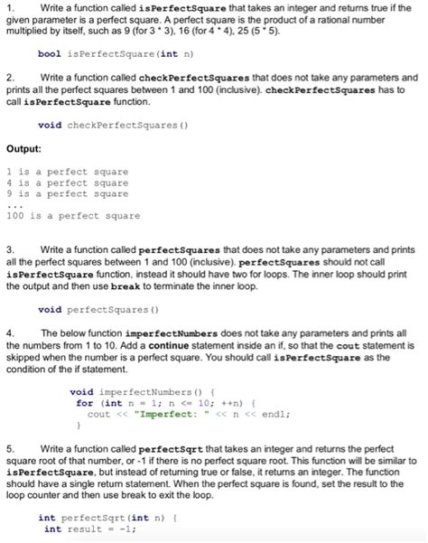 Solved Write A Function Called Isperfectsquare That Takes An