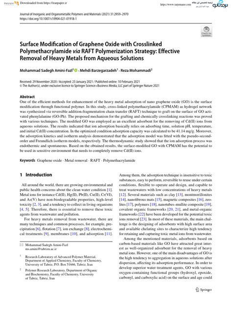 Surface Modification Of Graphene Oxide With Crosslinked Polymethacrylamide Via Raft