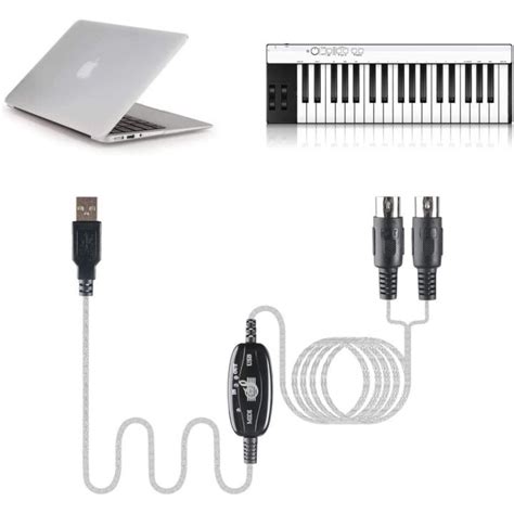 USB To MIDI Cable Converter 2 In 1 PC To Synthesizer Music Studio Keyboard Interface Wire Plug