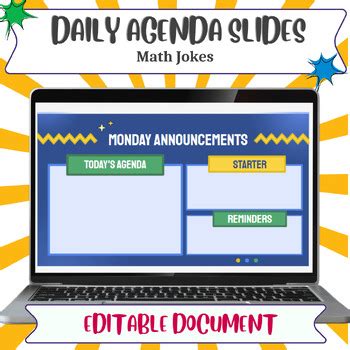 Daily Agenda Google Slides Math Jokes By Mrs Sherman Yo TPT