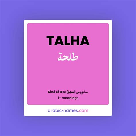 Talha طلحة Meaning In Arabic And English Arabic Names