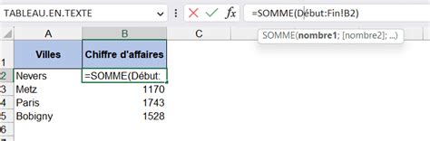 effectuer une somme de plusieurs onglets en un seul clic dans excel