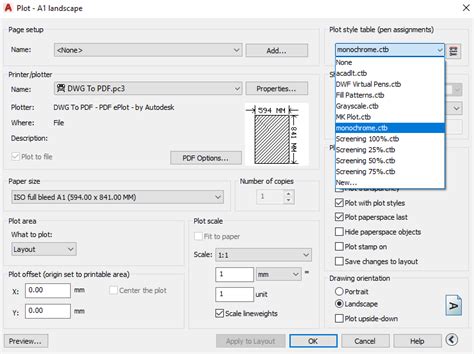 default plot style selection autodesk community