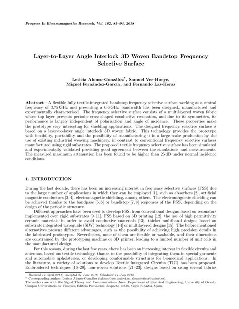 Pdf Layer To Layer Angle Interlock 3d Woven Bandstop Frequency