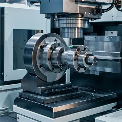 Máquina De Fresado Cnc Avanzada En Funcionamiento Que Muestra Un Eje