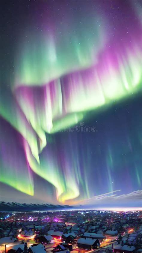 Awe Inspiring Aurora Borealis Dancing Across Arctic Sky Stock Illustration Illustration Of