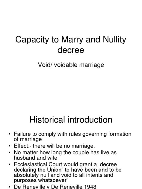 Capacity To Marry And Nullity Decree Pdf Annulment Intimate