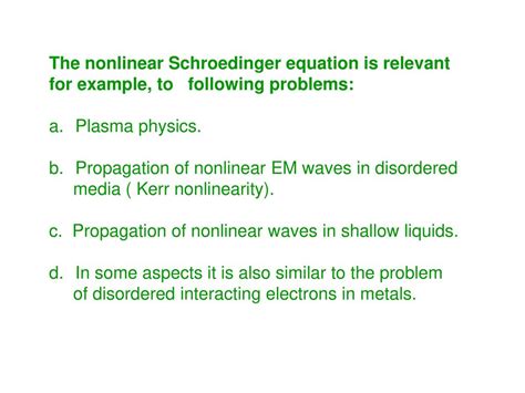 Propagation Of Stationary Nonlinear Waves In Disordered Media Ppt Download