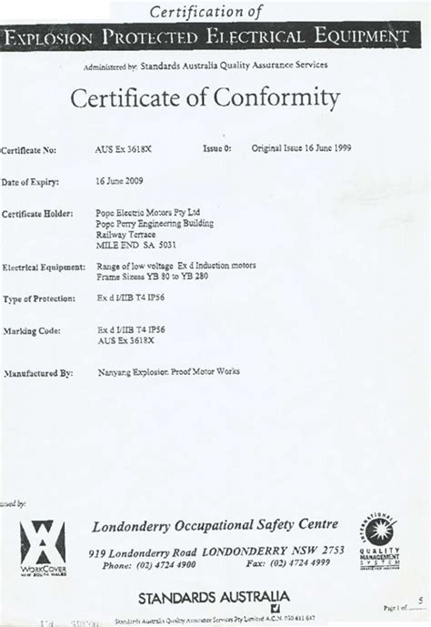 Wolong Nanyang Explosion Proof Motor Certification