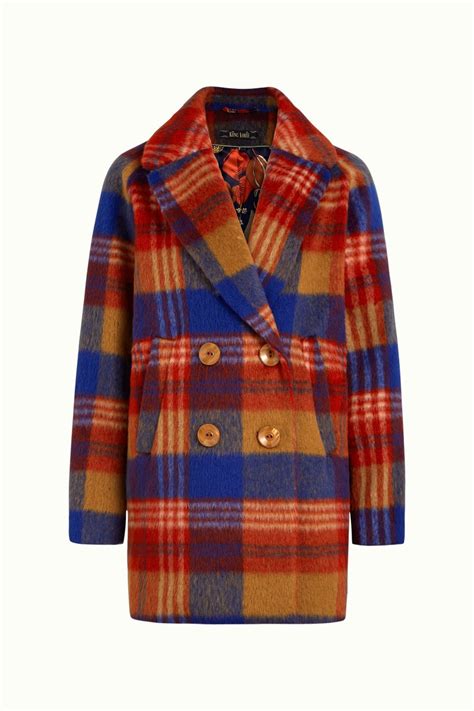 King Louie Amelie Coat Hutton Check Fire Red Halsoverkop