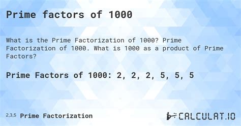Prime Factors Of 1000 Calculatio