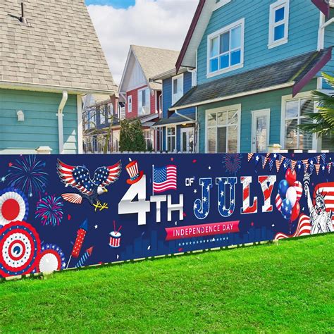 Gupesxu 4th Of July Banner Polyester Patriotic Decoration 9 8 2 Ft For Memorial