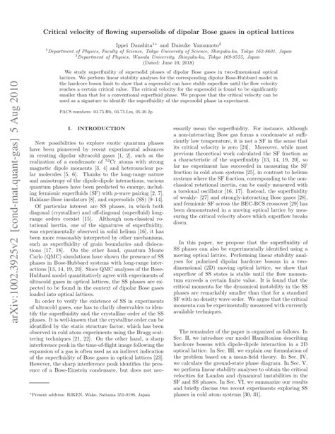 Pdf Critical Velocity Of Flowing Supersolids Of Dipolar Bose Gases In Optical Lattices