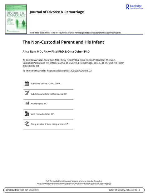 PDF The Non Custodial Parent And His Infant