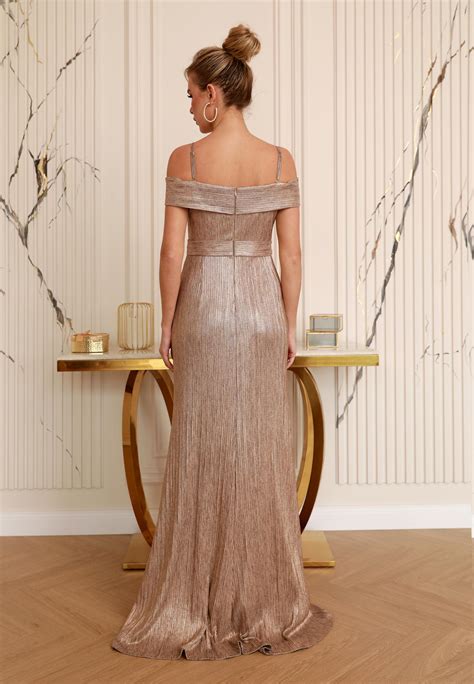 Elegant Bronze Evening Dress Occasion Off Shoulder Mermaid Dress With