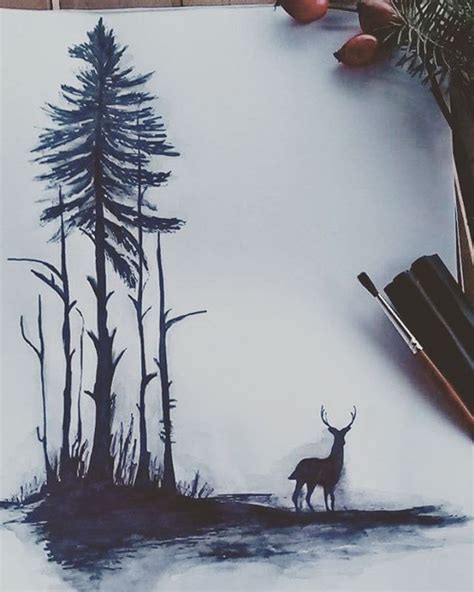 Deer In Forest Drawing At Explore Collection Of