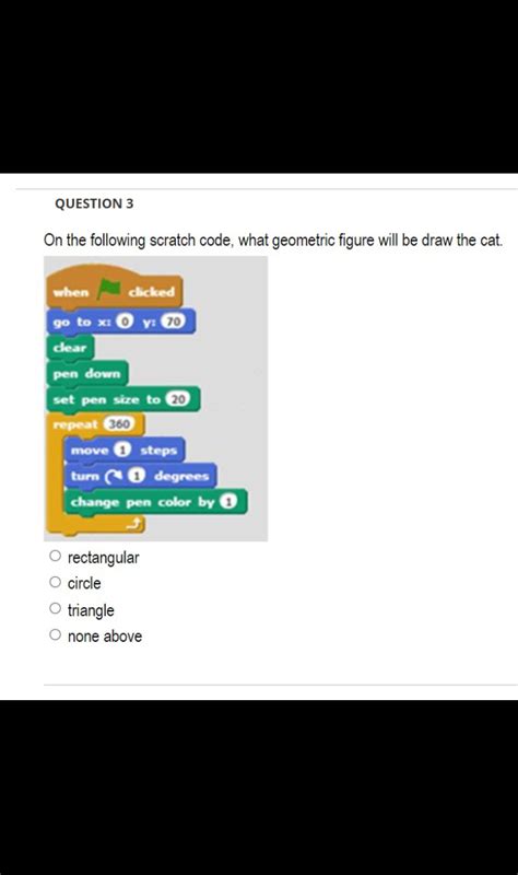 Solved On The Following Scratch Code What Geometric Figure Chegg Com