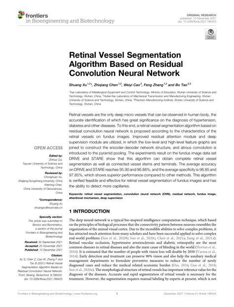 Pdf Retinal Vessel Segmentation Algorithm Based On Residual