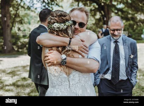 Wedding Emotional Sibling Hug Stock Photo Alamy
