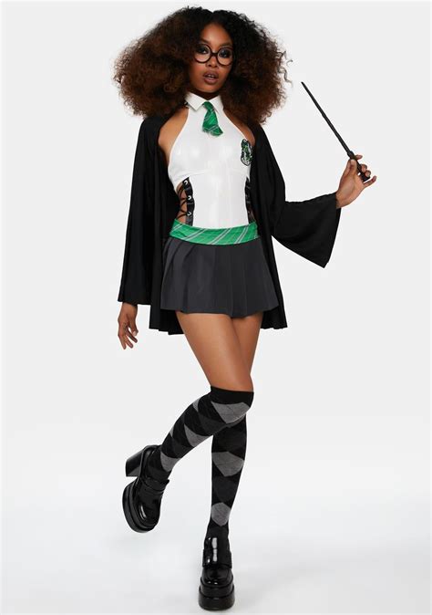 Sexy Slithering School Girl Costume Greenblack Dolls Kill