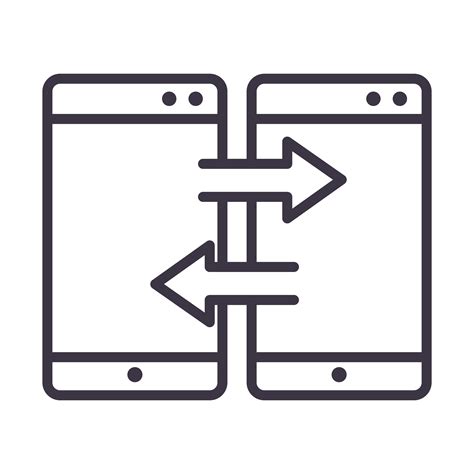Smartphones Synchronization Data Device Technology Thin Line Style Design Icon Vector