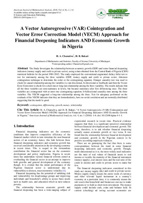 Pdf A Vector Autoregressive Var Cointegration And Vector Error