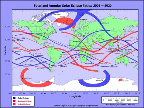 Total And Annual Solar Eclipses Map 2009 2012 On Earth S Surface