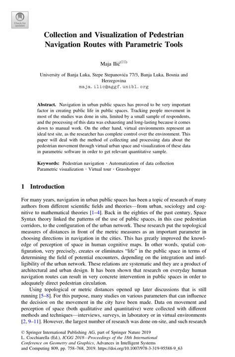 PDF Collection And Visualization Of Pedestrian Navigation Routes With Parametric Tools