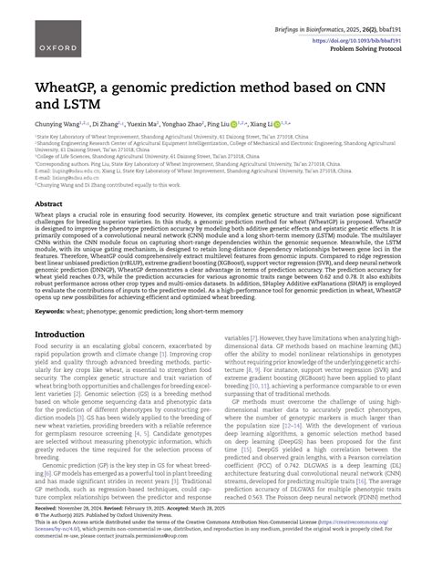 Pdf Wheatgp A Genomic Prediction Method Based On Cnn And Lstm
