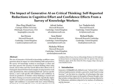 the impact of generative ai on critical thinking self reported
