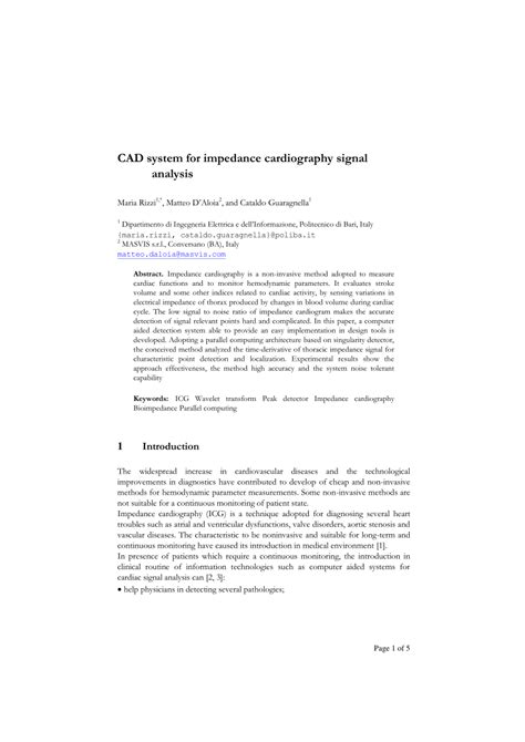 Pdf Cad System For Impedance Cardiography Signal Analysis