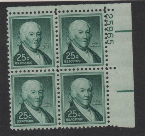 1048 25c paul revere 25965 ur plate block united states general