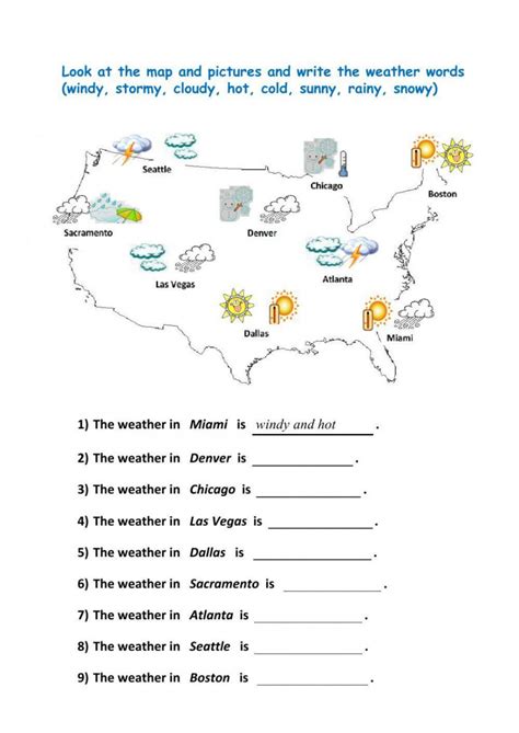 Forecasting Weather Map Worksheet 1 Printable PDF Template