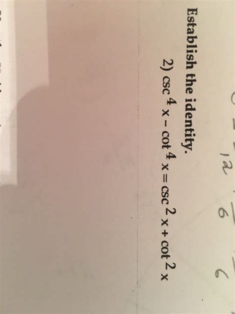 Solved Establish The Identity CSC 4 X Cot4 X CSC 2 X Chegg Com