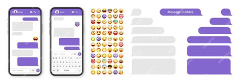 Premium Vector Smartphone Messaging App User Interface Design With Emoji Sms Text Frame Chat
