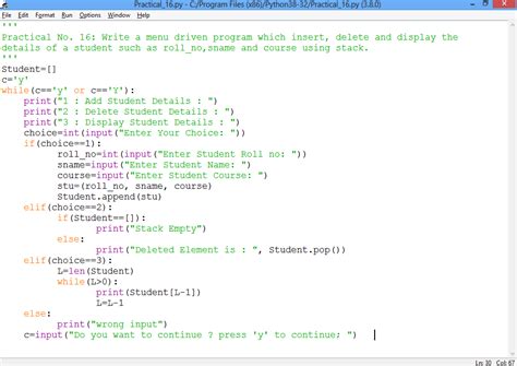 Tgtpgtcs Practical No 16 Write A Menu Driven Program Which Insert