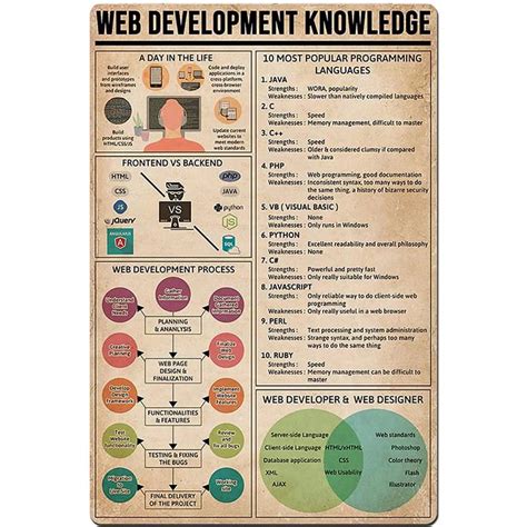 web development knowledge poster web development knowledge infographic