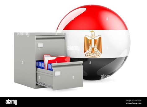 Database In Egypt Concept Folders In Filing Cabinet With Egyptian Flag 3d Rendering Isolated