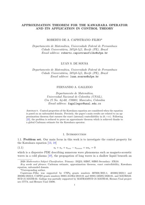 Pdf Approximation Theorem For The Kawahara Operator And Its