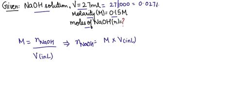 SOLVED How Many Mole Of NaOH Are Contained In 27 Ml Of Of 0 15 M NaOH Solution