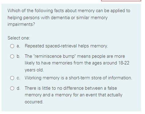 Solved Which Of The Following Facts About Memory Can Be Chegg