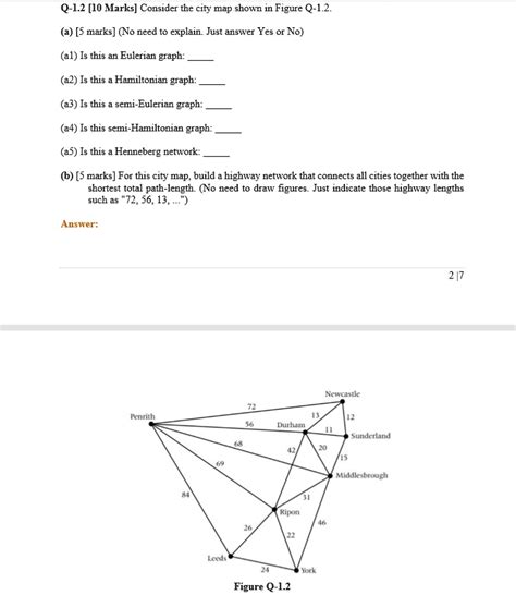 SOLVED Q 1 2 10 Marks Consider The City Map Shown In Figure Q 1 2 A S Marks No Need To