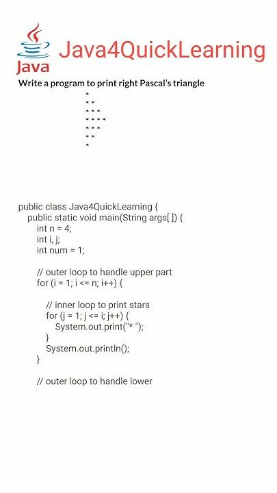 Program to print right Pascal’s triangle in java || Interview Questions ...