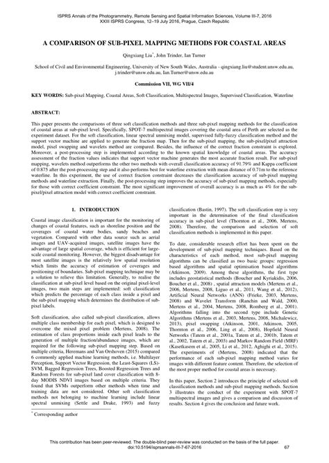 Pdf A Comparison Of Sub Pixel Mapping Methods For Coastal Areas