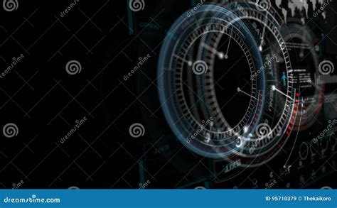 4k Animation Of Hud Head Up Display Interface On With Icon Graph Loading Bar Element For